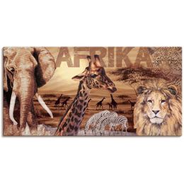 Artland Wandbild &raquo;Afrika&laquo; Wildtiere 1 Stk. tlg. als Alubild, Leinwandbild, Poster in verschied. Gr&ouml;&szlig;en braun B/H/T: 60cm x 30cm, Leinwandbild Wildtiere, 1 Stk