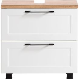 Welltime Waschbeckenunterschrank &raquo;Lana&laquo; Badm&ouml;bel, 2 Schubladen, 60 cm breit wei&szlig; MDF wei&szlig;, B/H/T: 60cm x 55cm x 35cm