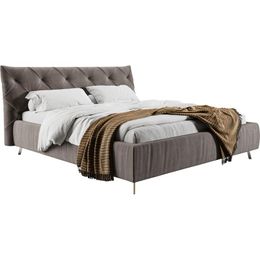 Home Affaire Polsterbett &raquo;Elloree in 4 Breiten bis 200cm, auch in Leder&laquo; Kopfteilh&ouml;he 105cm, belastbar bis 280 kg, auch in &Uuml;berl&auml;nge 220cm grau 100% 