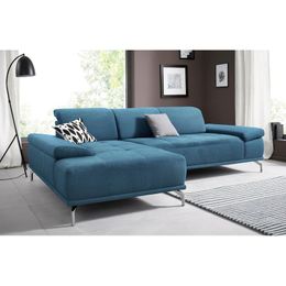 OTTO home Ecksofa &raquo;Caluna&laquo; Inkl.Sitztiefenverstellung, wahlweise mit Kopf- und Armteilverstellung blau Flachgewebe Mura: (100% Polyester);Luxus-