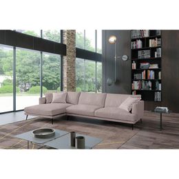 Egoitaliano Ecksofa &raquo;Sophia, Designsofa mit extrakomfortablem Sitzkomfort, Breite 274cm&laquo; mit Daunenfederung, L-Form grau Luxus-Micofaser Lederoptik (100% 