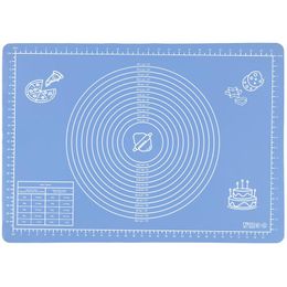 Maximex Backmatte &raquo;Antihaft&laquo; Kunststoff Papier Silikon Set, 3 Stk. tlg. Teigunterlage aus rutschfestem Silikon, mit Teigschaber und Rezeptheft blau Kunststoff