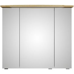 Badezimmerspiegelschrank &raquo;Serie 4010 Badezimmer-Spiegelschrank inkl. LED-Beleuchtung im Kranz&laquo; Badschrank 82 cm breit, 3 T&uuml;ren, 6 Glas-Einlegeb&ouml;den, 