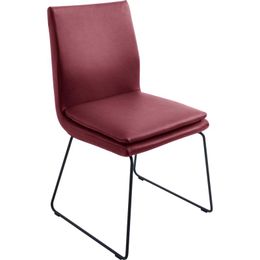 K+w Komfort & Wohnen K+W Komfort & Wohnen Esszimmerstuhl &raquo;Creso Lederstuhl&laquo; () mit Sitzkissen und Rundrohrkufe in Metall schwarz Struktur rot Bronco: Nappaleder 