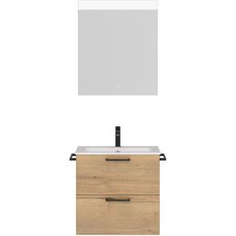Nobilia Badm&ouml;bel-Set &raquo;Tolvina&laquo; vormontiert, mit Soft-Close, 2 Stk. tlg. braun B/H/T: 61cmcm x 169cmcm x 48,7cmcm, Griffe schwarz