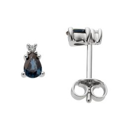 Firetti Damen Paar Ohrstecker &raquo;Schmuck Geschenk Gold 333 Ohrschmuck Farbstein Edelstein Saphir&laquo; mit Saphir - mit Brillant bunt 0,01, 0,01 P2 = 