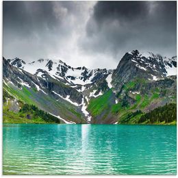 Artland Glasbild &raquo;Bergsee&laquo; Berge 1 Stk. tlg. in verschiedenen Gr&ouml;&szlig;en gr&uuml;n B/H/T: 50cm x 50cm, Glasbild Berge, 1 Stk.