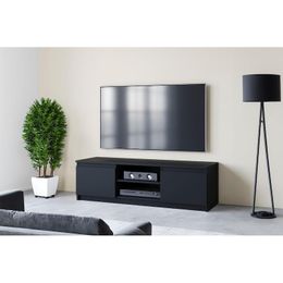 Home Affaire Lowboard &raquo;DINGO&laquo; zeitloser TV-Schrank, TV-Board Breite 120 cm, grifflose Fernsehschrank schwarz B/H/T: 120cm x 35,5cm x 38cm,matt, 2 Stk.