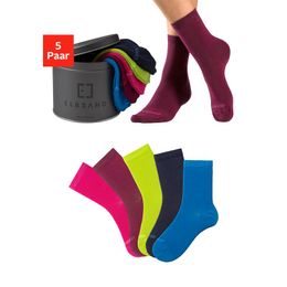 ELBSAND Damen Socken Dose, 5 Stk. tlg. verpackt in praktischer Metalldose bunt 35-38