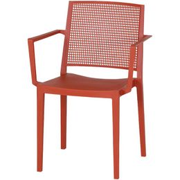 siena GARDEN Gartensessel &raquo;Square 2er Set Stapelsessel brick&laquo; Set, 2 Stk. tlg. Gestell, Polypropylen/Glasfaser rot B/H/T: 57cm x 81cm x 56cm
