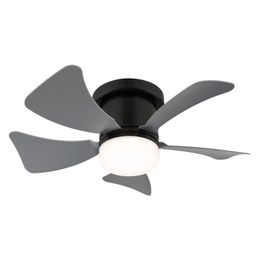 Globo LIGHTING Deckenleuchte &raquo;HINES&laquo; LED-Modul 1 Stk. warmwei&szlig; - kaltwei&szlig; Ventilator grau k&uuml;hlen-heizen Wohnzimmer Schlafzimmer schwarz &Oslash; 40,6cm H: 