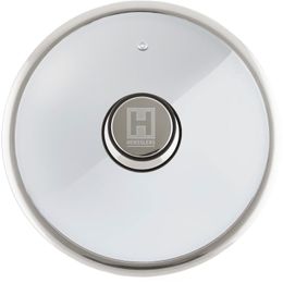 HENSSLERS Deckel mit sto&szlig;festem Edelstahlrand silber Glas &Oslash; 28cm