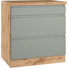 KOCHSTATION Kochfeldumbauschrank &raquo;KS-Virginia,neu in verbesserter Ausf&uuml;hrung&laquo; Stauraum, Softclose, Breite 80 cm, H&ouml;he 86 cm, Softclose-Ausz&uuml;ge gr&uuml;n 