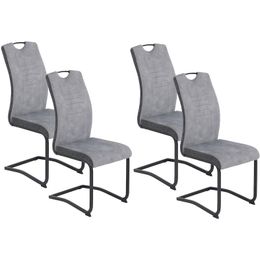 Hela Freischwinger &raquo;RIGA&laquo; (Set) 4 Stk.Freischwinger,Vierkantrohrgestell,mit Griff,Stoffkombination grau Metall, Polyester, Stoff B/H/T: 44cm x 100cm x