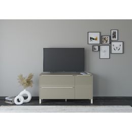 set one by Musterring Lowboard &raquo;Reno&laquo; 1 Stk. tlg. Mit Vierkantfu&szlig; in diversen Farben, 75 cm H&ouml;he & Farbauswahl beige Glas, Holzwerkstoff B/H/T: 137cm 