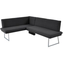 K+w Komfort & Wohnen K+W Komfort & Wohnen Eckbank mit Sattlernaht und schmaler Kufe, langer Schenkel rechts oder links grau B/H/T: 86cm x 60cm, Flachgewebe Q2 2250, langer