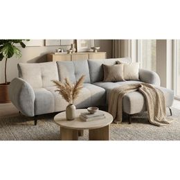 OTTO home Ecksofa &raquo;Viborg 261 x 140 cm, mit Steppungen, elegant, modern&laquo; L-Form, pflegeleichter Bezug, hohe F&uuml;&szlig;e - passend f&uuml;r Saugroboter! grau 100% 