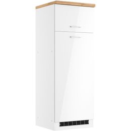 KOCHSTATION K&uuml;hlumbauschrank &raquo;KS-Milan&laquo; K&uuml;hl-/Gefrierschrankumbau 60 cm, matt oder hochgl&auml;nzend wei&szlig; MDF wei&szlig;, B/H/T: 60cm x 166cm x 60cm, T&uuml;ren: 2 