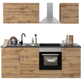 KOCHSTATION K&uuml;chenzeile &raquo;KS-Colmar&laquo; ohne E-Ger&auml;te, Breite 210 cm braun B/H/T: 210cm x 60cm