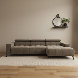DOMO collection Ecksofa &raquo;Trento L-Form, mit Kufenfu&szlig; oder Einzelfu&szlig;&laquo; whlw. verstellbare Kopfteile, passend f&uuml;r g&auml;ngige Saugroboter grau 92% Polyester,