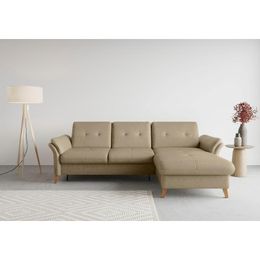 Sit & More sit&more Ecksofa &raquo;G&ouml;teborg&laquo; Sitztiefenverstellung und Federkern, wahlweise mit Bettfunktion beige B/H/T: 268cm x 90cm x 176cm, Luxus-Microfaser, 
