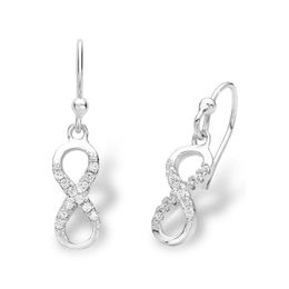 Amor Damen Paar Ohrhaken &raquo;Infinity/ Unendlichkeitsschleife&laquo; mit Zirkonia (synth.) bunt Silber 925 (Sterlingsilber)