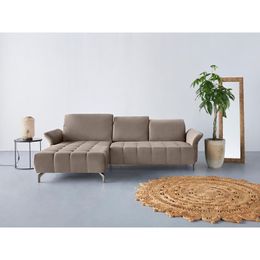 OTTO home Ecksofa &raquo;Fresh L-Form&laquo; Federkern, wahlweise Kopfteilverstellung und motorischer Vorziehsitz beige 100% Polyester B/H/T: 281cm x 79cm x 185cm