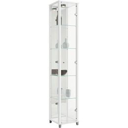 Fif M&ouml;bel fif m&ouml;bel Vitrine &raquo;OPTIMA&laquo; Standvitrine/Glasvitrine 1x Glast&uuml;r,perfekt f&uuml;r Sammler,Sammlervitrine wei&szlig; Holzwerkstoff, Sicherheitsglas ESG 