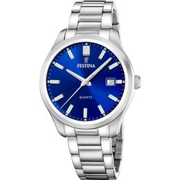 Festina Herren Quarzuhr &raquo;Classic Steel&laquo; Armbanduhr, Herrenuhr, Edelstahlarmband, analog, Tag Einheitsgr&ouml;&szlig;e