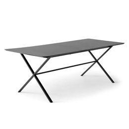 Esstisch &raquo;Meza Designtisch mit Auszugsfunktion und 2 Einlegeplatten&laquo; abgerundete Tischplatte MDF, gekreuztes Metallgestell, in zwei Breiten grau 