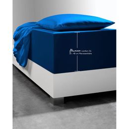 Fleuresse Spannbettlaken &raquo;Comfort XL&laquo; Mako-Jersey, f&uuml;r Matratzen bis 40 cm H&ouml;he, Bettlaken, Spannbetttuch blau Mako-Jersey, Obermaterial: 96% 
