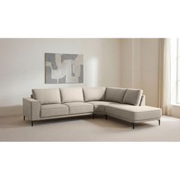 OTTO home Ecksofa &raquo;Casina&laquo; mit abgerundeter Ottomane, in einem weichen Chenille-Stoff beige 100% Polyester B/H/T: 287cm x 85cm x 239cm, Webstoff, 