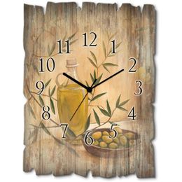 Artland Wanduhr &raquo;Oliven und Zitronen&laquo; wahlweise mit Quarz- oder Funkuhrwerk, lautlos ohne Tickger&auml;usche beige B/H/T: 30cm x 40cm x 0,6cm, Funkuhr