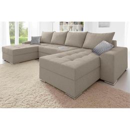 Collection AB Wohnlandschaft &raquo;Josy XL U-Form, Breite: 313 cm&laquo; Schlaffunktion, Bettkasten & 2 Zierkissen, Federkern 100% Polyester B/H/T: 313cm x 84cm 