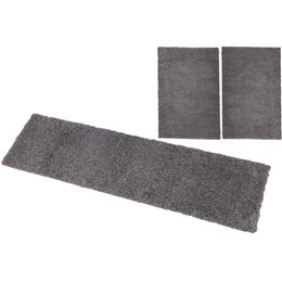 Bruno Banani Bettumrandung &raquo;Shaggy Soft&laquo; H&ouml;he 30 mm 3 Stk. tlg. gewebt, Uni-Farben, besonders weich, Bettvorleger, L&auml;ufer-Set grau Obermaterial: 100% Polypropylen 
