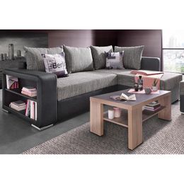 Collection AB Ecksofa &raquo;John L-Form, B: 226 cm&laquo; Schlaffunktion, Bettkasten, Regalelement & 2 Zierkissen, Federkern schwarz Zierkissen: 100% Polyester;