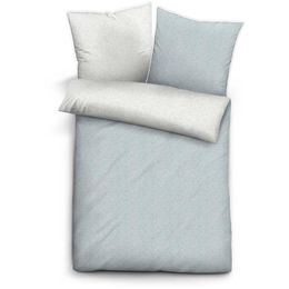 Biberna Wendebettw&auml;sche &raquo;HERMAL Melange Flanell uni, kuschelig weich&laquo; 3 Stk. Flanell in Melangeoptik, Winterbettw&auml;sche, Made in Germany blau Flanell, 