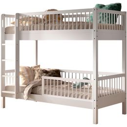 Vipack Etagenbett &raquo;Buche massiv wei&szlig;, Made in Europe, langlebige Qualit&auml;t&laquo; B/H/T ca. 208x176x98cm, Schublade+unterer Rausfallschutz optional, 2 Lattenroste, 