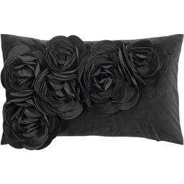 Pad Dekokissen &raquo;Floral&laquo; 3D schwarz Polyester B/L: 30cm x 50cm, 1 Stk.