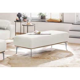 W.Schillig Polsterhocker &raquo;run&laquo; mit elegantem Holzsockel, F&uuml;&szlig;e in Silber matt, Breite 150 cm wei&szlig; Longlife Xtra-Leder Z73: Naturwalkleder der 