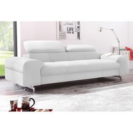 COTTA 3-Sitzer &raquo;Chef&laquo; Big-Sofa mit Kopfteilverstellung, edle Metallkufen wei&szlig; Luxus-Microfaser (100% Polyester);Softlux -Kunstleder;Leder Pampas (