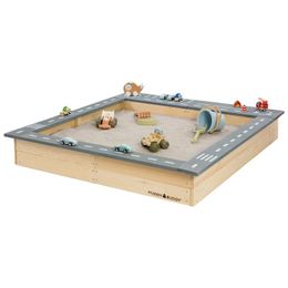 Muddy Buddy Sandkasten &raquo;Highway Hero&laquo; natur - lavagrau beige Massivholz B/H/L: 125cm x 20cm x 135cm