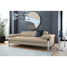 W.Schillig 2-Sitzer &raquo;finn&laquo; German Design Award 2016, Fu&szlig;gestell Chrom gl&auml;nzend, Breite 210 cm braun Flachgewebe S22 (100% Polyester);Stoff S37 (100% 