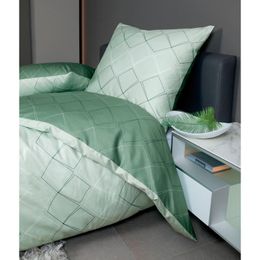 Janine Bettw&auml;sche &raquo;J. D.&laquo; 2 Stk. Bettw&auml;sche aus Baumwolle, mit Rauten-Design gr&uuml;n Mako-Satin, Obermaterial: 100% Baumwolle B/L: 155cm x 200cm, 1 Stk., 1 Stk.