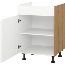 KOCHSTATION Herdumbauschrank &raquo;"KS-Scafa"&laquo; Breite 60 cm, mit T&uuml;r, wahlweise T&uuml;ranschlag rechts oder links wei&szlig; eiche astig, B/H/T: 60cm x 75cm x 56cm, 