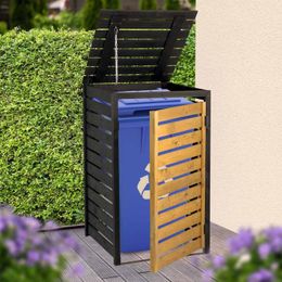 Dobar M&uuml;lltonnenbox &raquo;M&uuml;lltonnenverkleidung 120 L, schwarz-braun&laquo; aus robustem lasiertem Fichtenholz schwarz Massivholz Einheitsgr&ouml;&szlig;e