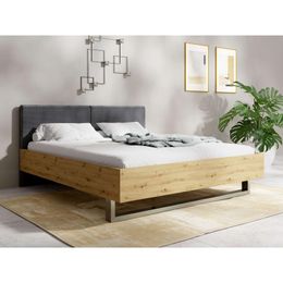 Home Affaire Polsterbett &raquo;Bett Loreto, Ma&szlig;e: B/T/H 185,5/211/98 cm&laquo; Bett 180x200 cm mit gepolstertem Kopfteil grau Liegefl&auml;che L&auml;nge B: 200cm x 180cm,
