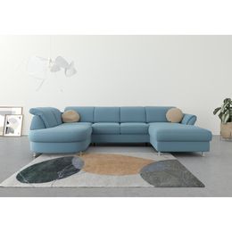 Sit & More sit&more Wohnlandschaft &raquo;Apulia U-Form&laquo; wahlweise Schlaffunktion, Bettkasten und Kopf- und Armteilverstellung blau Webstoff (100% Polyester);Struktur 