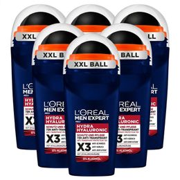 L'Or&eacute;al L'or&eacute;al Paris Men Expert Herren L'OR&Eacute;AL PARIS MEN EXPERT Deo-Roller &raquo;L'Or&eacute;al Men Expert Hydra Hyaluronic Anti-Transpirant Roll On 6er Pack&laquo; blau 50ml