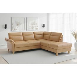 Sit & More sit&more Ecksofa &raquo;Pamela L-Form, Leder, B: 218 cm&laquo; optional Armteilverstellung, Schlaffunktion & Bettkasten grau B/H/T: 218cm x 90cm x 212cm, 